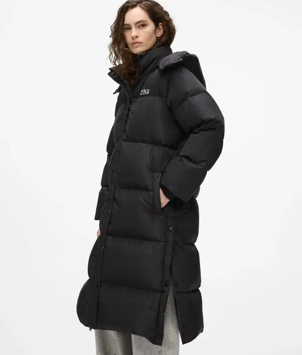 Karl Lagerfeld Long Hooded Puffer Jacket