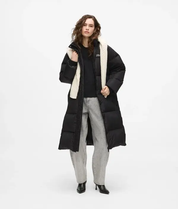 Karl Lagerfeld Long Hooded Puffer Jacket
