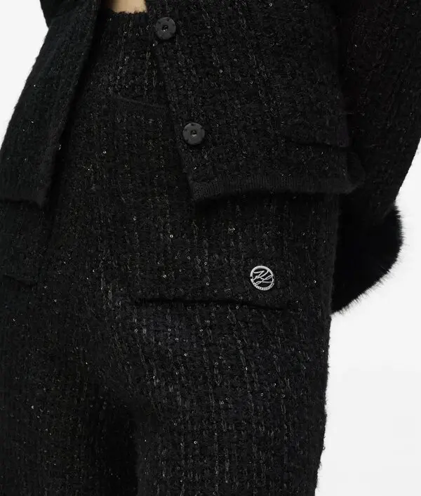 Karl Lagerfeld Bouclé Knitted Sequined Pants
