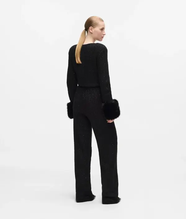 Karl Lagerfeld Bouclé Knitted Sequined Pants