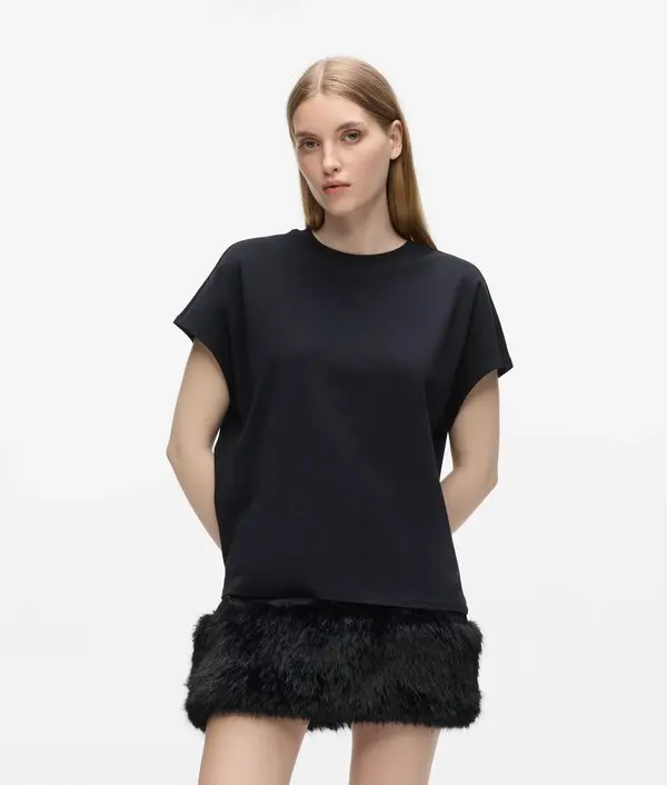 Karl Lagerfeld Capped Sleeve T-shirt - Black