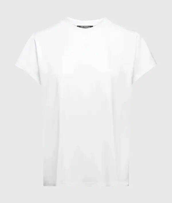 Karl Lagerfeld Capped Sleeve T-shirt With Embroidered Logo - White