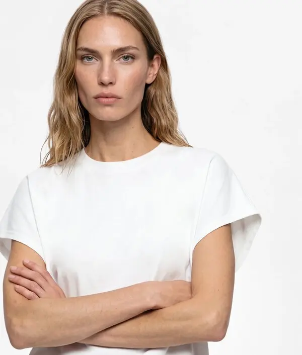 Karl Lagerfeld Capped Sleeve T-shirt With Embroidered Logo - White