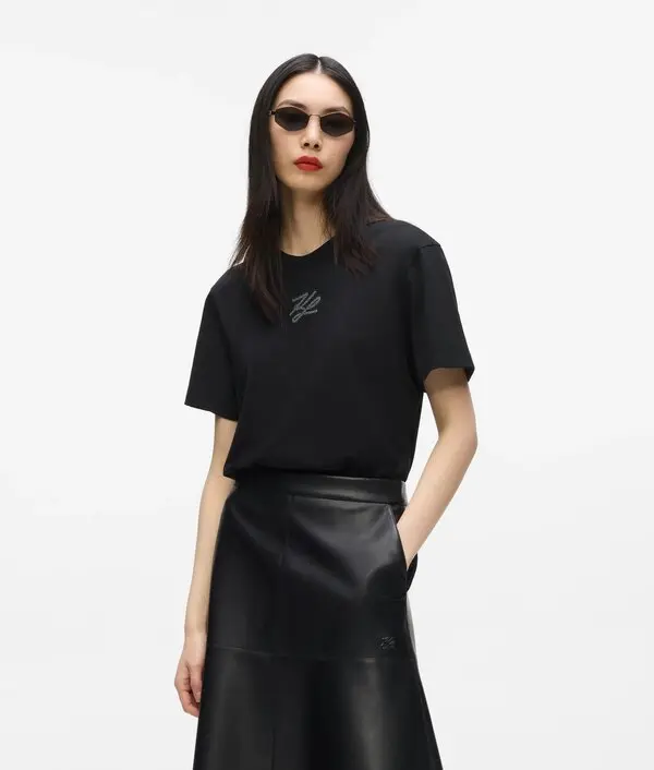 Karl Lagerfeld Rhinestone Autograph T-shirt - Black