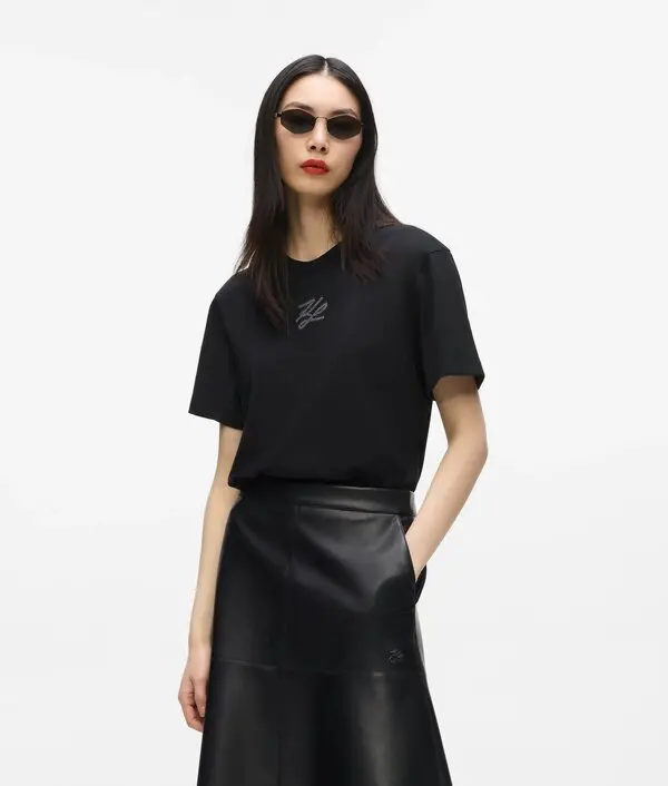 Karl Lagerfeld Rhinestone Autograph T-shirt - Black