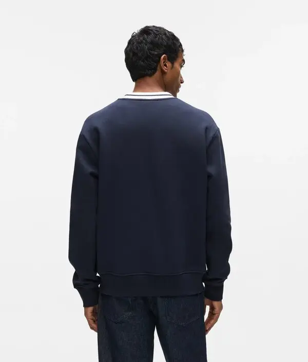 Karl Lagerfeld Ikon Striped Neck Sweatshirt - Peacoat