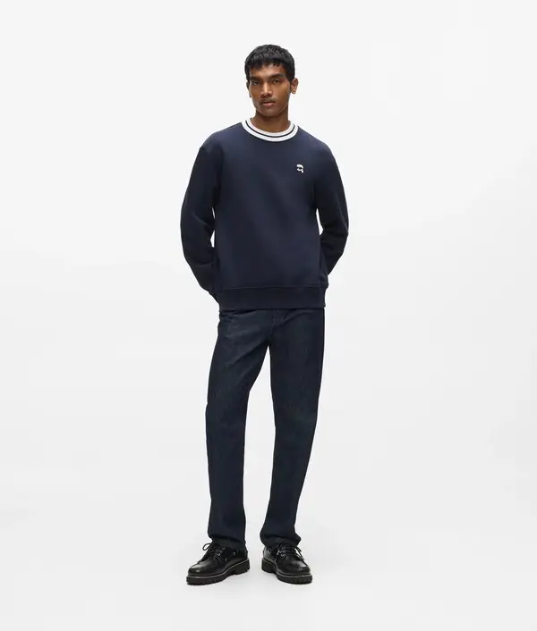 Karl Lagerfeld Ikon Striped Neck Sweatshirt - Peacoat
