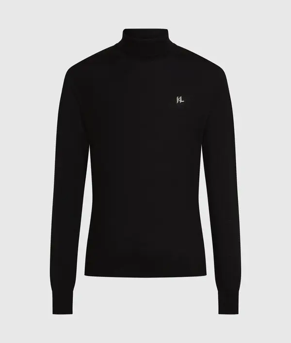 Karl Lagerfeld Monogram Wool Turtleneck Sweater