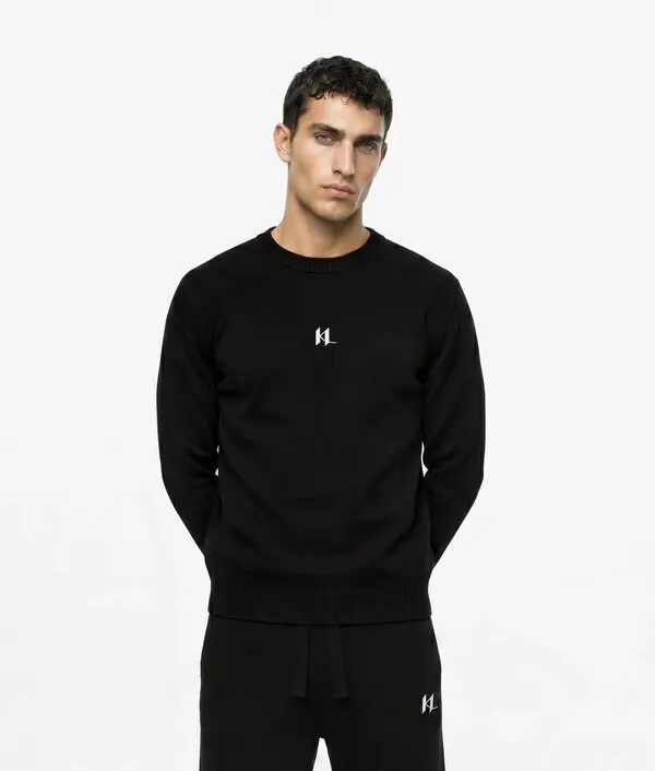Karl Lagerfeld Monogram Cashmere Blend Loungewear Sweater - Black