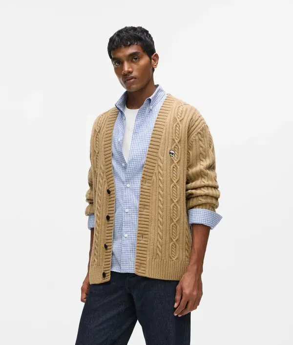Karl Lagerfeld Ikon Cable Knit Cardigan - Twill