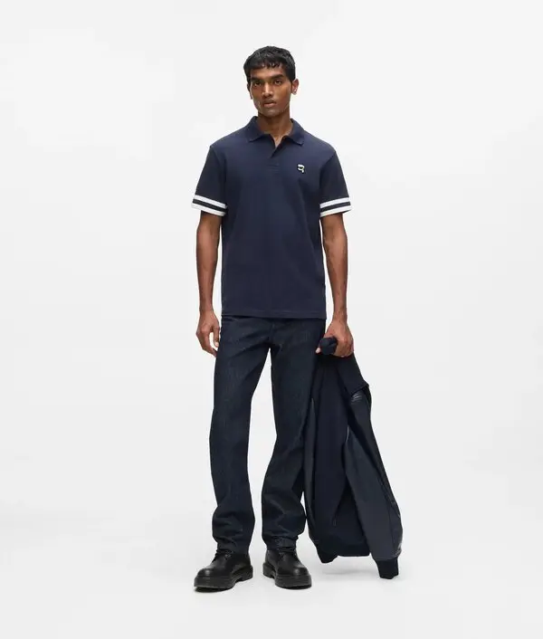 Karl Lagerfeld Ikon Striped Sleeve Polo Shirt