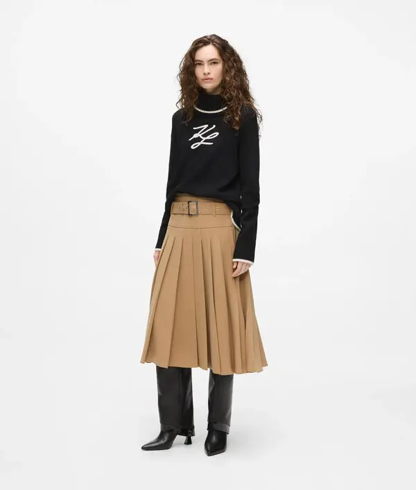 Karl Lagerfeld Pleated Midi Skirt - Nougat
