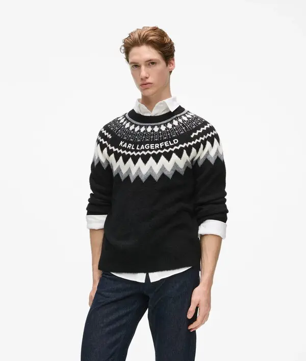 Karl Lagerfeld Fairisle Knitted Sweater - Black