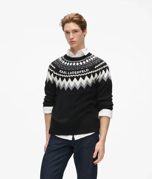 Karl Lagerfeld Fairisle Knitted Sweater - Black