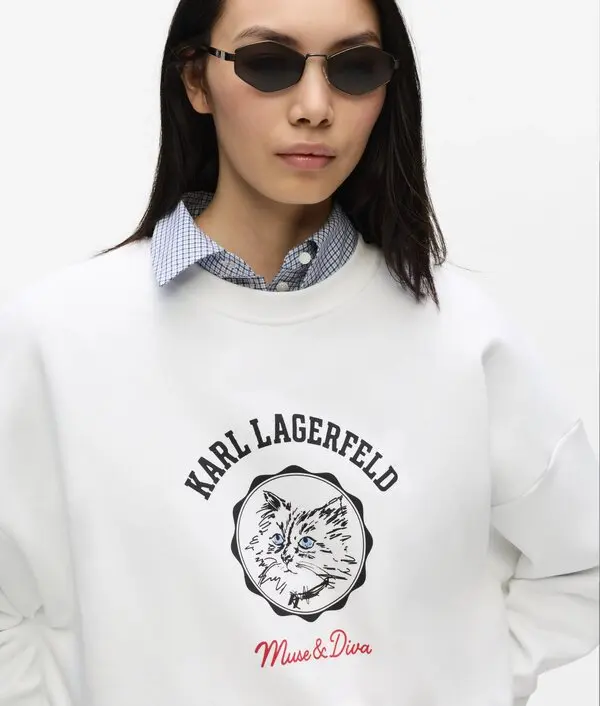 Karl Lagerfeld Ikon Choupette Muse Sweatshirt - White