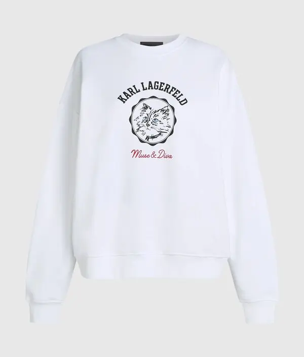 Karl Lagerfeld Ikon Choupette Muse Sweatshirt - White
