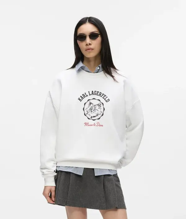 Karl Lagerfeld Ikon Choupette Muse Sweatshirt - White