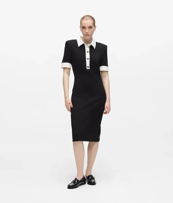 Karl Lagerfeld Contrast Collar Dress - Black/white