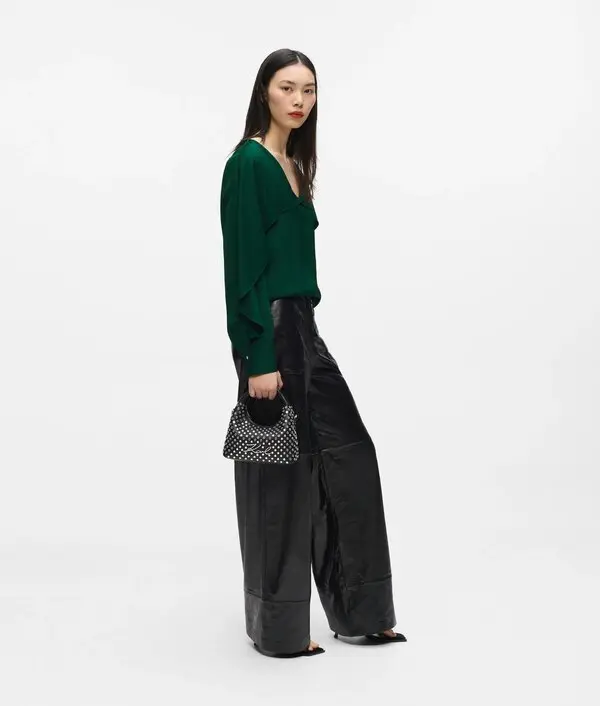 Karl Lagerfeld V-neck Flounce Blouse - Garden