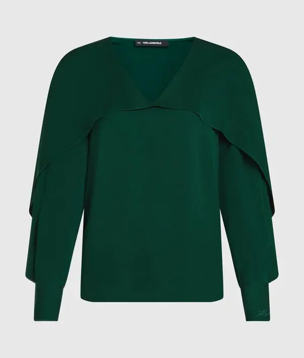 Karl Lagerfeld V-neck Flounce Blouse - Garden