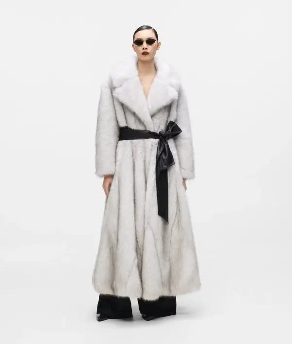Karl Lagerfeld Kl Studio Long Faux Fur Coat