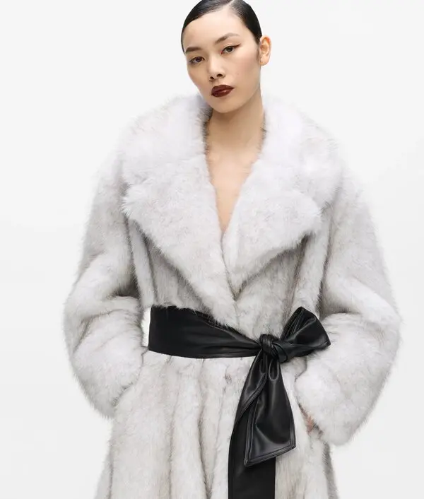 Karl Lagerfeld Kl Studio Long Faux Fur Coat
