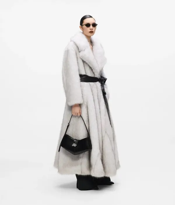 Karl Lagerfeld Kl Studio Long Faux Fur Coat