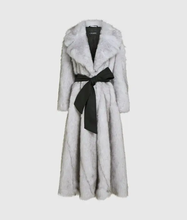 Karl Lagerfeld Kl Studio Long Faux Fur Coat