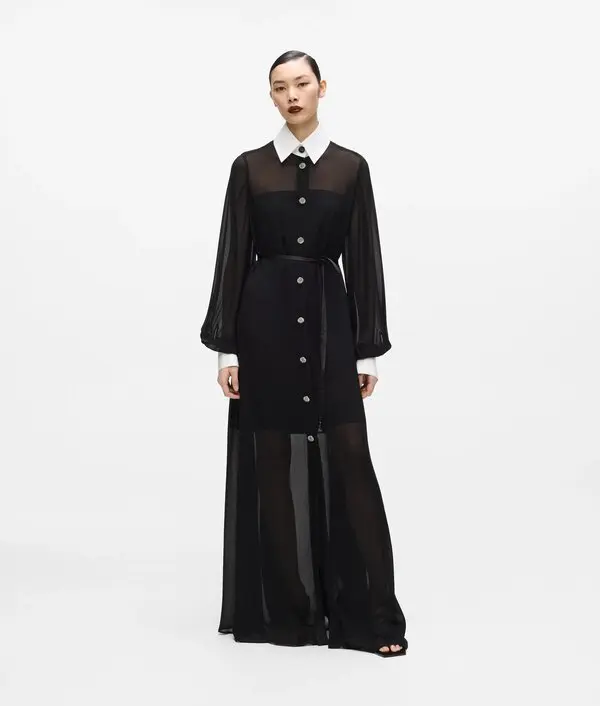 Karl Lagerfeld Kl Studio Georgette Shirt Dress - Black