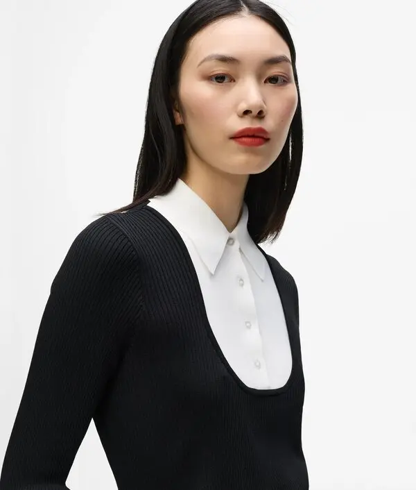 Karl Lagerfeld Knitwear Top With Contrasting Collar