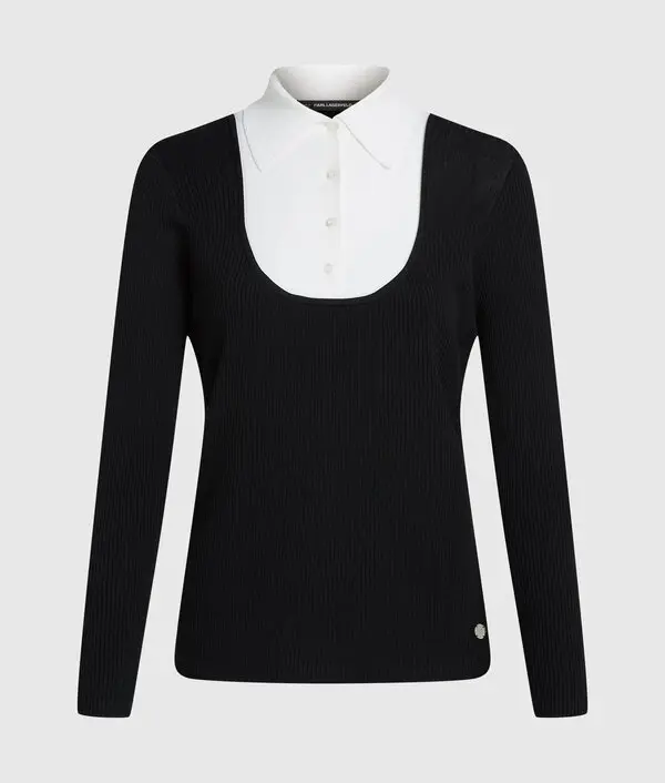 Karl Lagerfeld Knitwear Top With Contrasting Collar