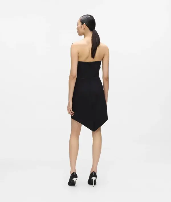 Karl Lagerfeld Asymmetric Strapless Stretch Wool Dress
