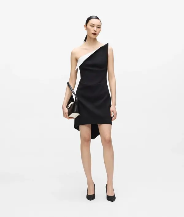 Karl Lagerfeld Asymmetric Strapless Stretch Wool Dress