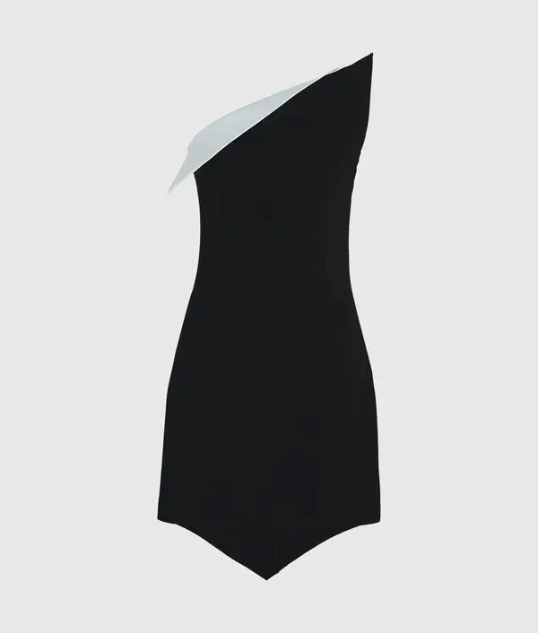 Karl Lagerfeld Asymmetric Strapless Stretch Wool Dress