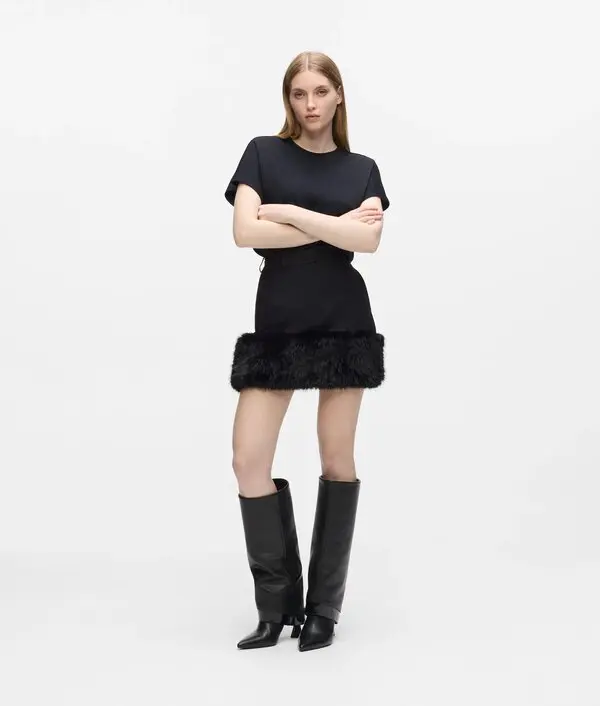 Karl Lagerfeld Faux-fur Trim Mini Skirt - Black