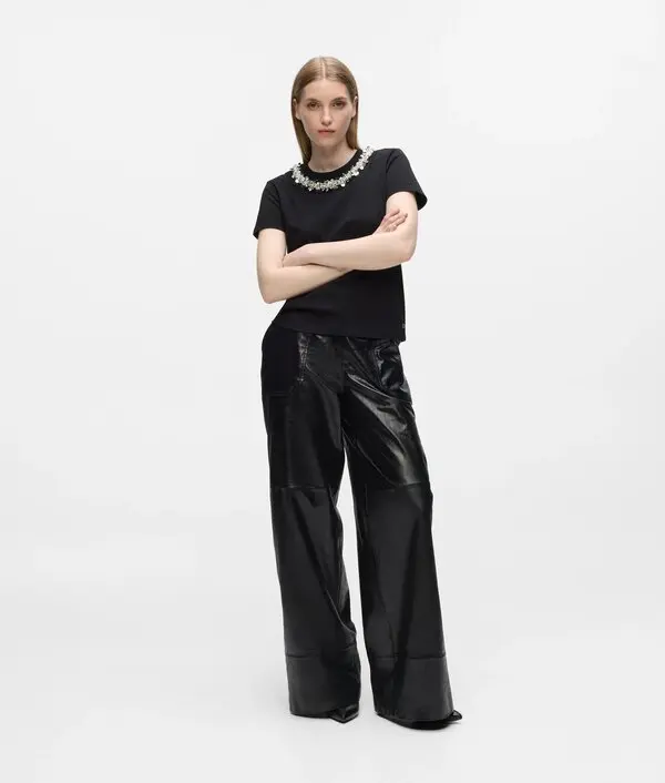 Karl Lagerfeld Beaded Collar T-shirt