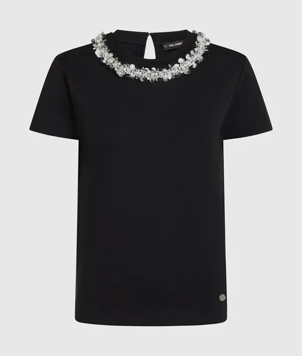 Karl Lagerfeld Beaded Collar T-shirt
