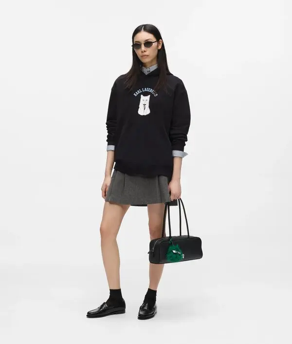 Karl Lagerfeld Ikon Choupette Sketch Hoodie - Black