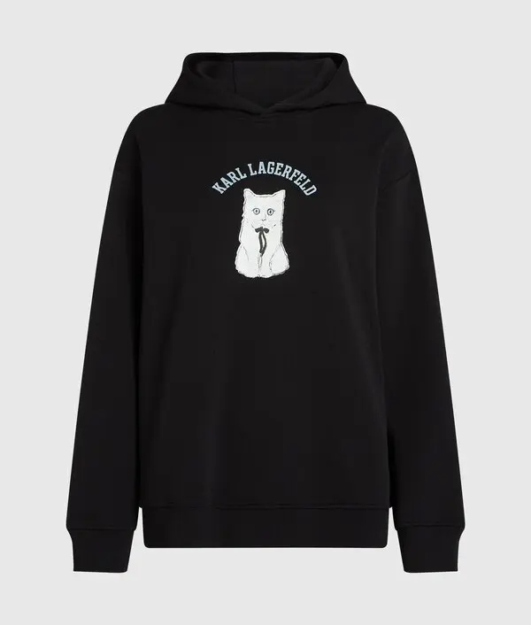 Karl Lagerfeld Ikon Choupette Sketch Hoodie - Black