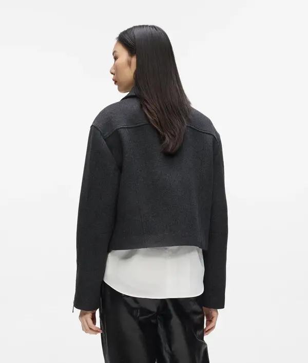 Karl Lagerfeld Wool-blend Biker Jacket - Dark Grey M