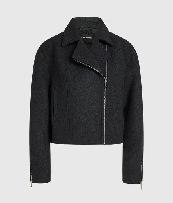 Karl Lagerfeld Wool-blend Biker Jacket - Dark Grey M