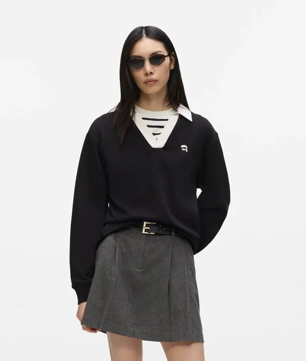 Karl Lagerfeld Ikon V-neck Sweatshirt - Black