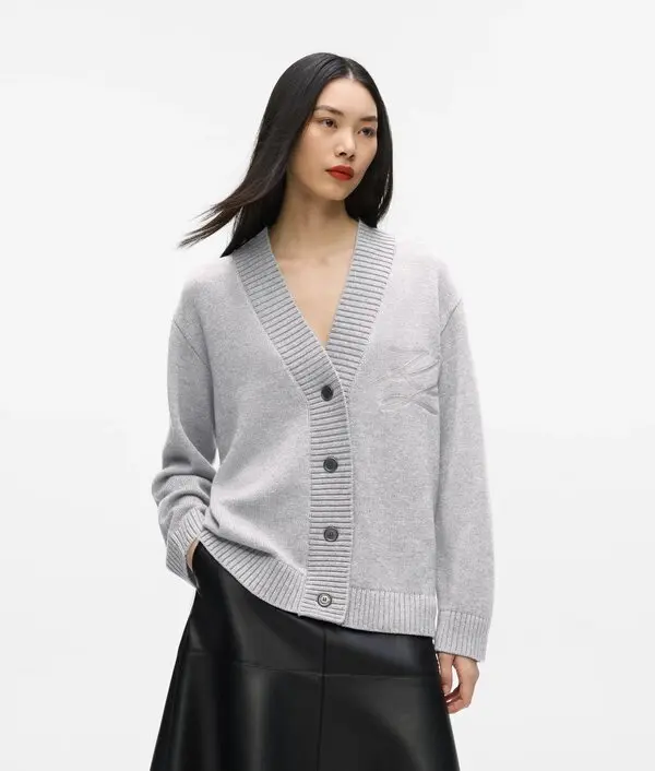 Karl Lagerfeld Soutache Cardigan - Light Grey Mel
