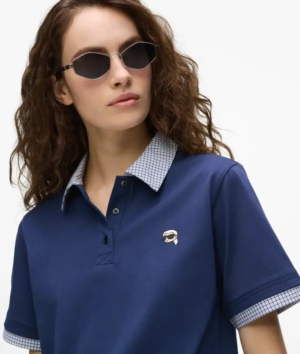Karl Lagerfeld Ikon Check Collar Polo Shirt