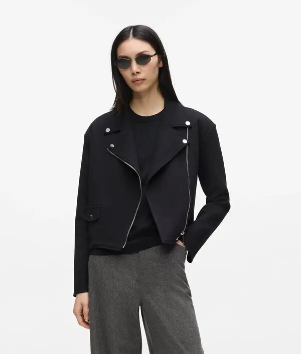 Karl Lagerfeld Zip-up Biker Sweatshirt - Black