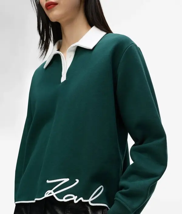 Karl Lagerfeld Signature Polo Sweatshirt - Garden