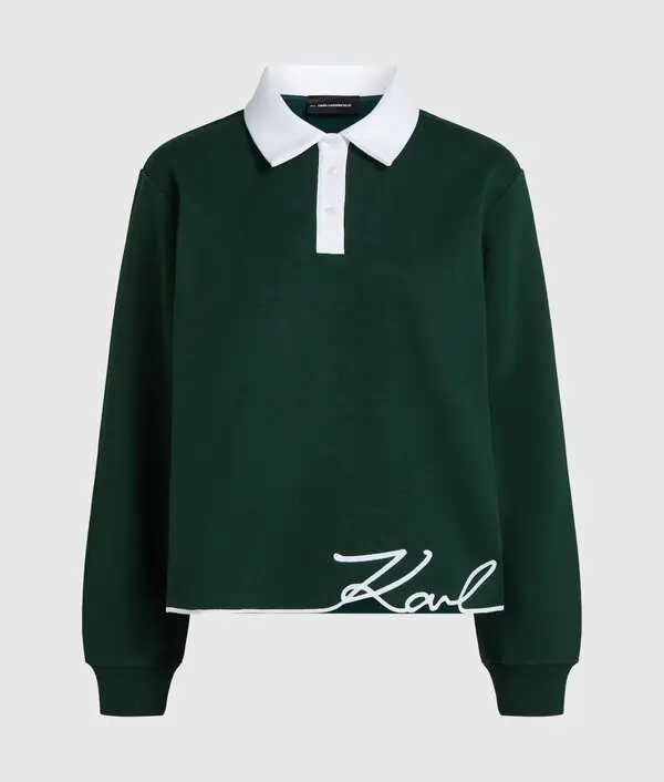 Karl Lagerfeld Signature Polo Sweatshirt - Garden