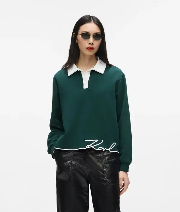 Karl Lagerfeld Signature Polo Sweatshirt - Garden