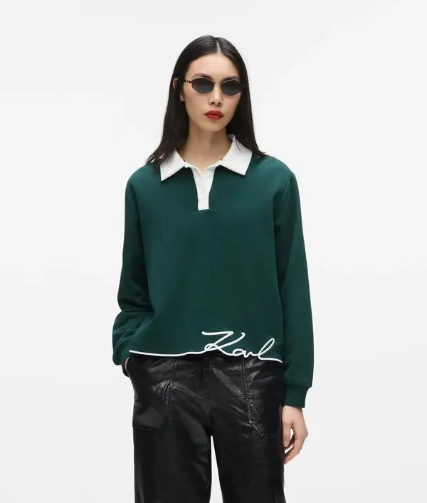 Karl Lagerfeld Signature Polo Sweatshirt - Garden