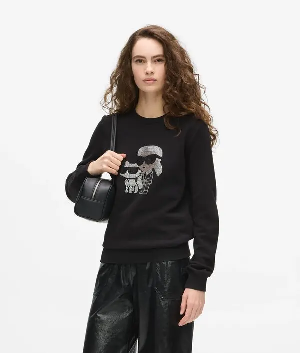 Karl Lagerfeld Ikon Rhinestone Sweatshirt - Black